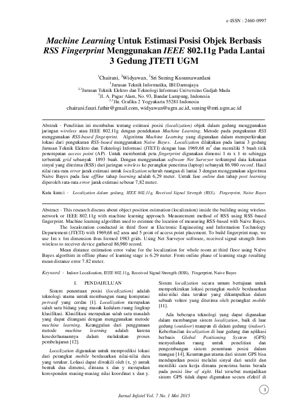 (PDF) Machine Learning Untuk Estimasi Posisi Objek Berbasis RSS ...