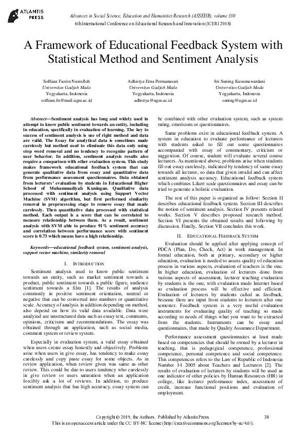 (PDF) A Framework of Educational Feedback System with Statistical Method and Sentiment Analysis