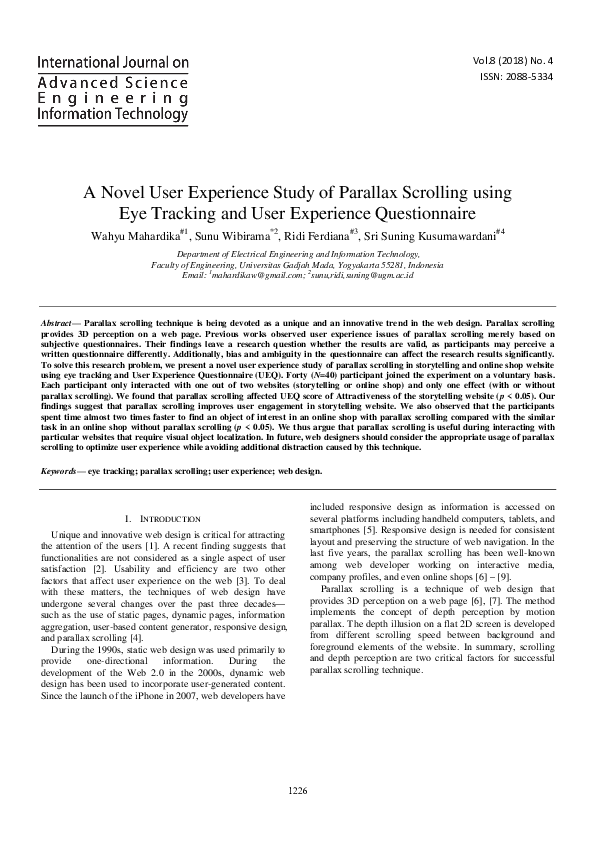 (PDF) A Novel User Experience Study of Parallax Scrolling using Eye Tracking and User Experience ...