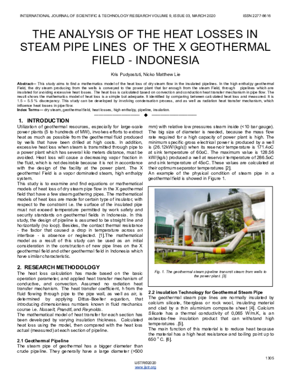 (PDF) The Analysis of the Heat Losses in Steam Pipe Lines of the X ...