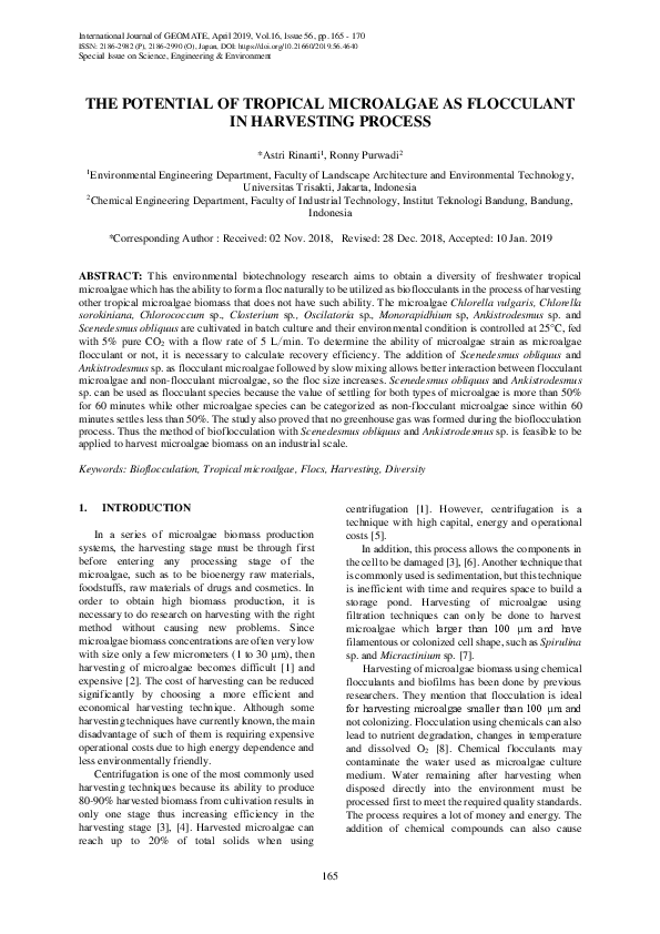 (PDF) The Potential of Tropical Microalgae as Flocculant in Harvesting Process