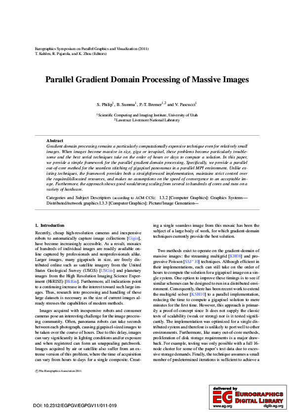 (PDF) Parallel Gradient Domain Processing of Massive Images