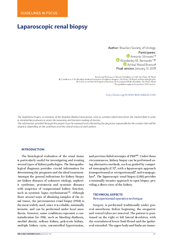 (PDF) Laparoscopic renal biopsy