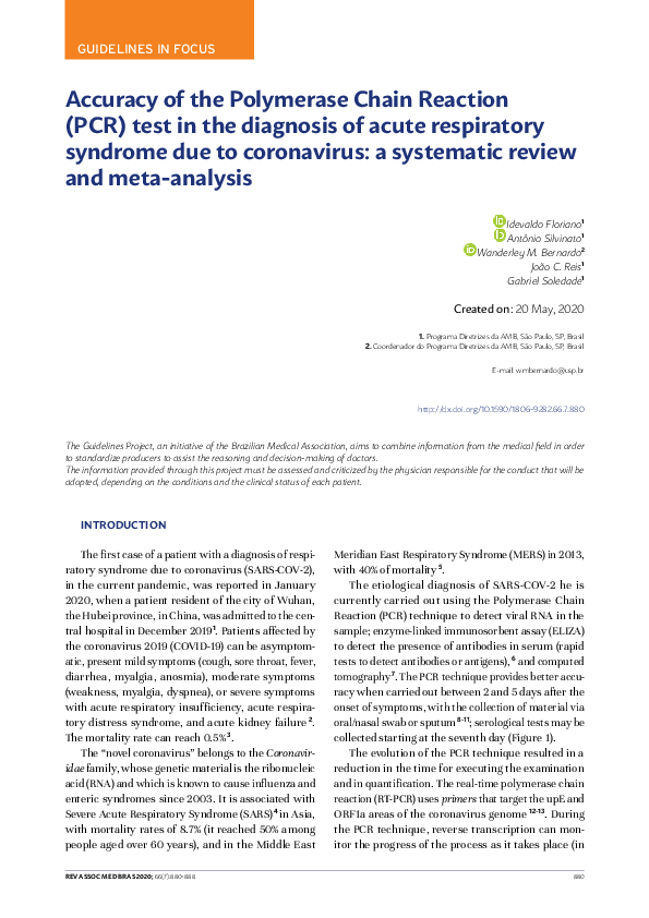 (PDF) Accuracy of the Polymerase Chain Reaction (PCR) test in the ...