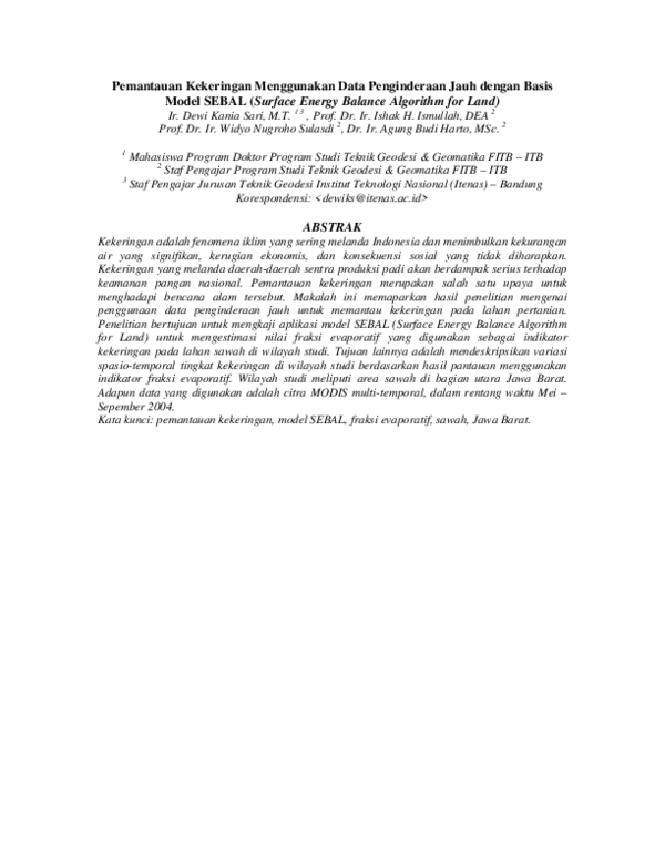 (PDF) Pemantauan Kekeringan Menggunakan Data Penginderaan Jauh dengan ...