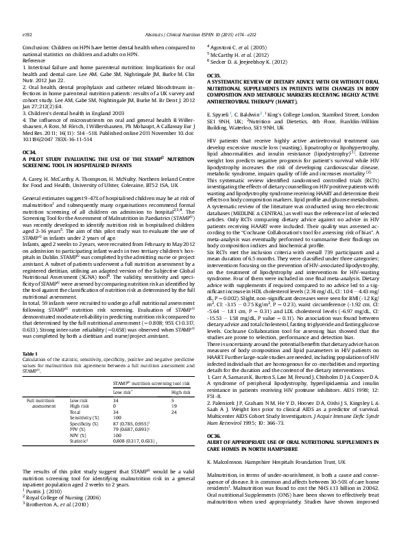 (PDF) A pilot study evaluating the use of the STAMP © nutrition ...