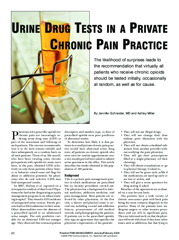 (PDF) Urine Drug Tests In a Private Chronic Pain Practice | Jennifer ...