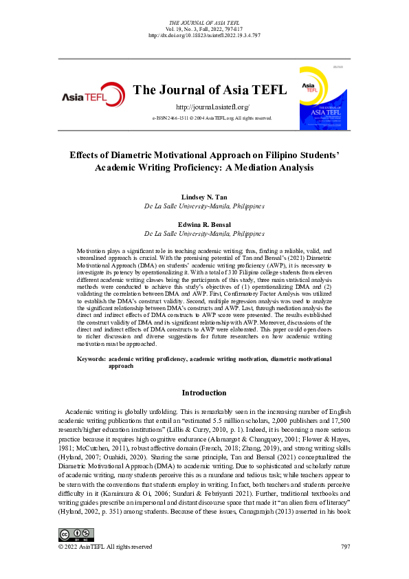 (PDF) Effects of Diametric Motivational Approach on Filipino Students ...