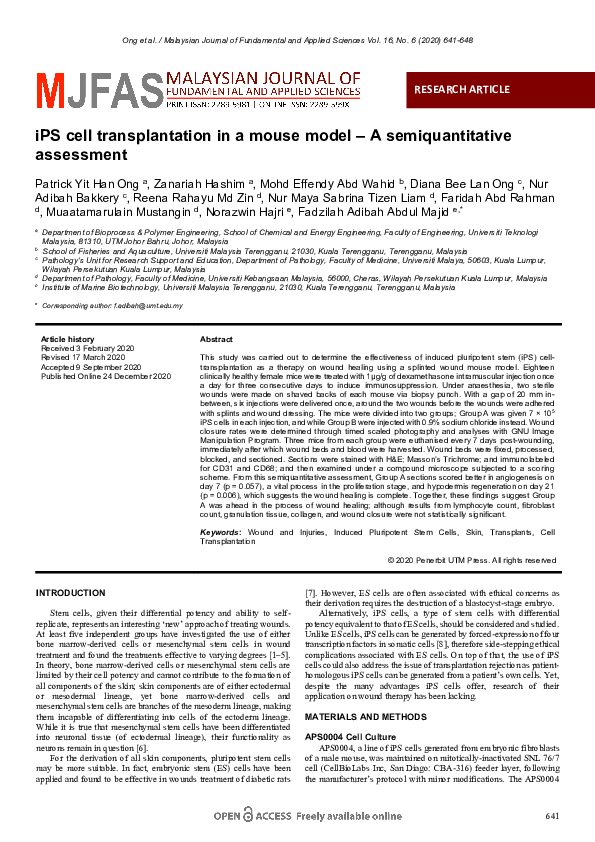 (PDF) iPS cell transplantation in a mouse model – A semiquantitative ...