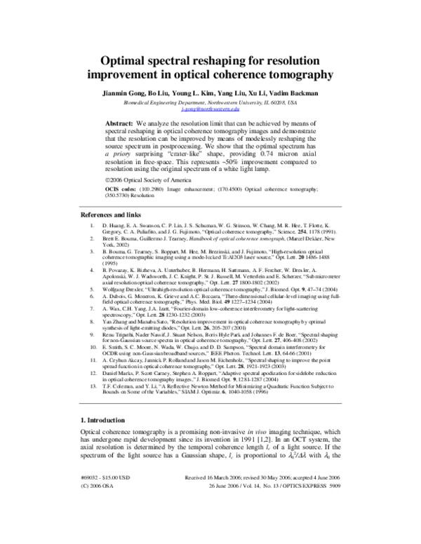 (PDF) High-resolution optical coherence tomographic imaging using a ...