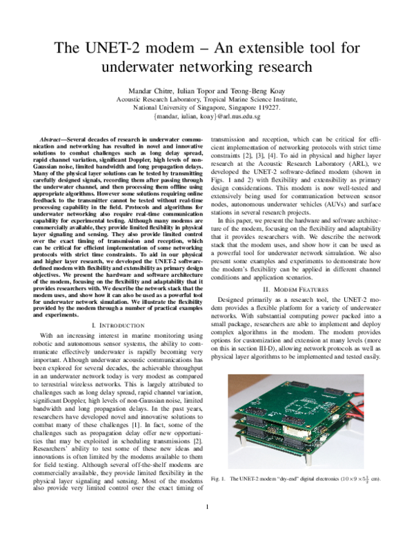 (PDF) The UNET-2 modem — An extensible tool for underwater networking ...