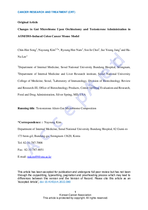(PDF) Changes in Gut Microbiome Upon Orchiectomy and Testosterone ...