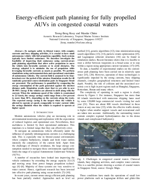 (PDF) Energy-efficient path planning for fully propelled AUVs in congested coastal waters