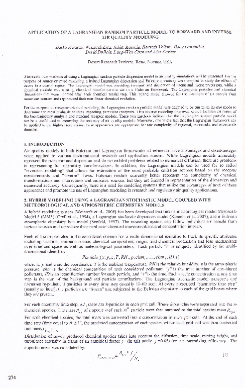 Pdf Application Of A Lagrangian Random Particle Model To Forward And Inverse Air Quality Modeling
