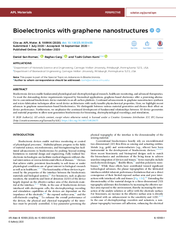(PDF) Bioelectronics with graphene nanostructures