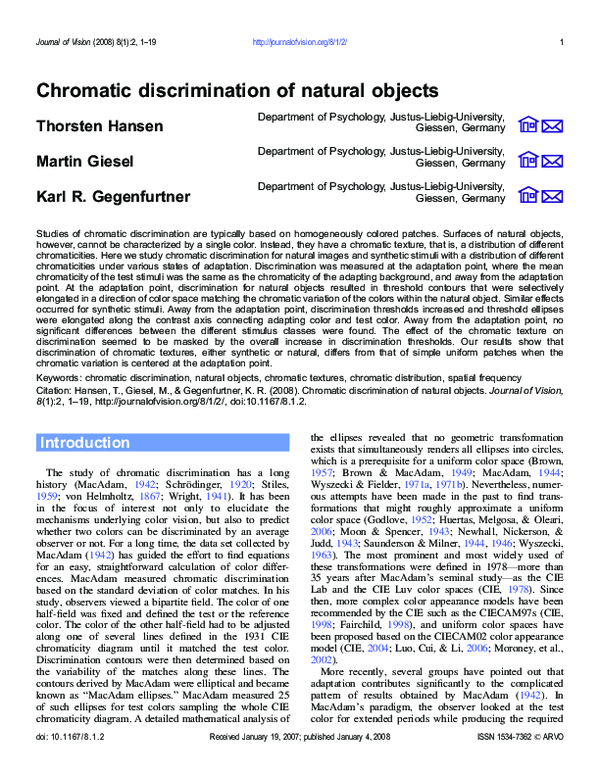(PDF) Chromatic discrimination of natural objects | Thorsten Hansen ...