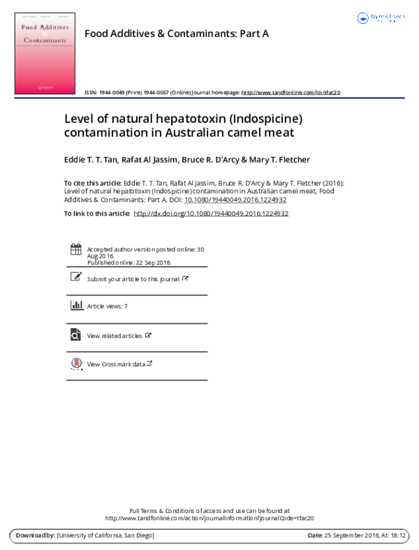 (PDF) Level of Natural Hepatotoxin (Indospicine) Contamination in ...
