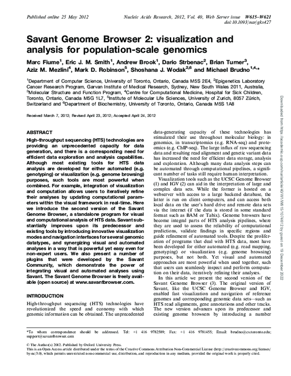 (PDF) Savant Genome Browser 2: Enhanced HTS Analysis
