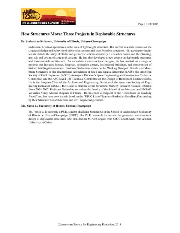 Pdf How Structures Move Three Projects In Deployable Structures