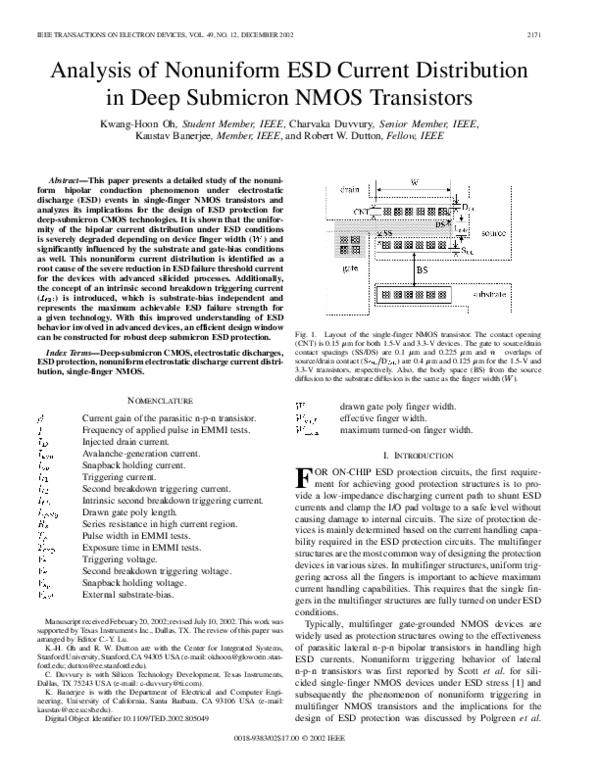 (PDF) Analysis of nonuniform ESD current distribution in deep submicron ...