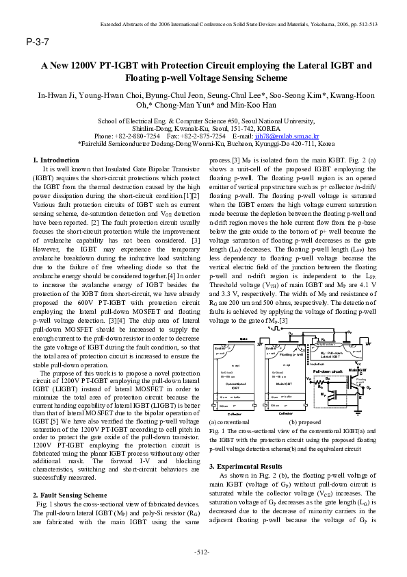 (PDF) A New 1200V PT-IGBT with Protection Circuit employing the Lateral ...