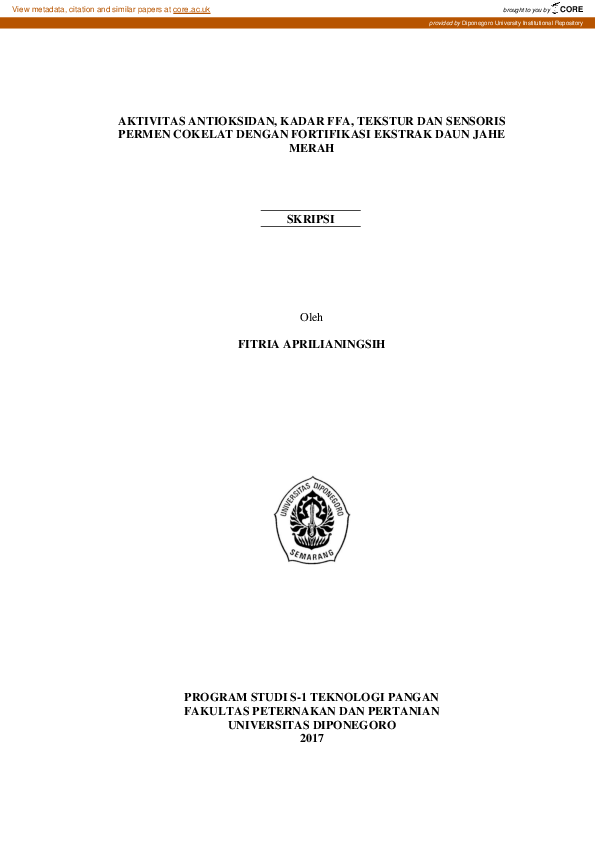 (PDF) Aktivitas Antioksidan, Kadar FFA, Tekstur dan Sensoris Permen ...