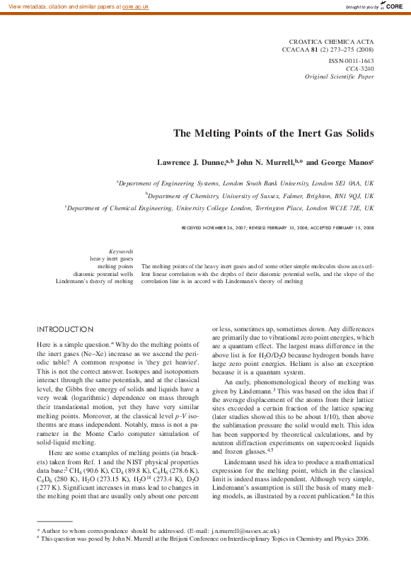 (PDF) The melting points of the inert gas solids | George Manos ...
