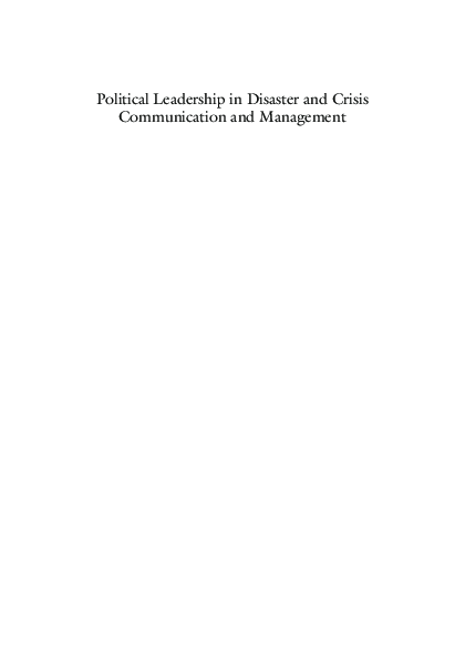 (PDF) Political Leadership in Disaster and Crisis Communication and ...