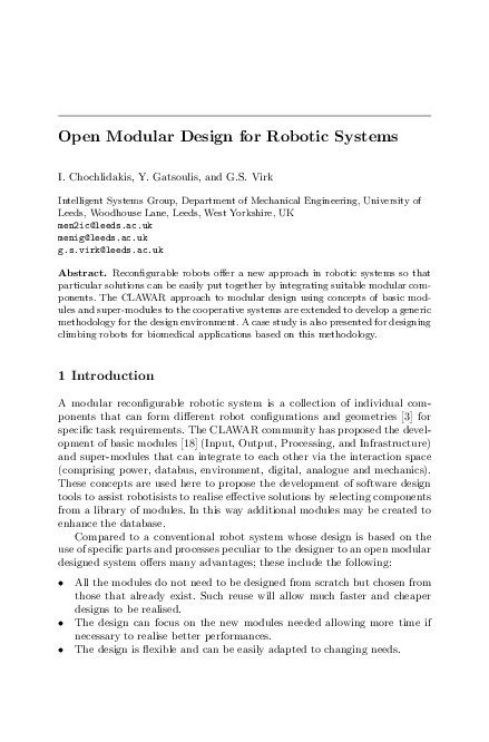 (PDF) Open Modular Design for Robotic Systems