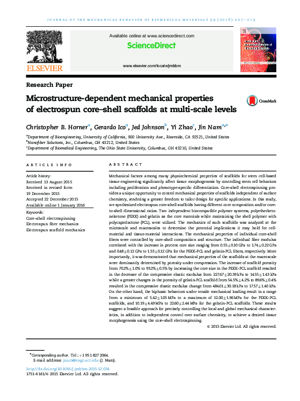 (PDF) Microstructure-dependent mechanical properties of electrospun core-shell scaffolds at ...