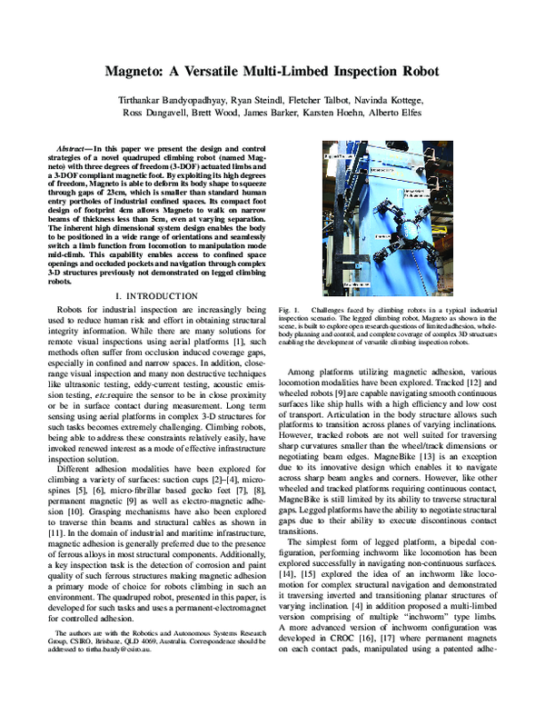 (PDF) Magneto: A Versatile Multi-Limbed Inspection Robot