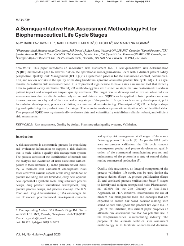(PDF) A Semiquantitative Risk Assessment Methodology Fit for ...
