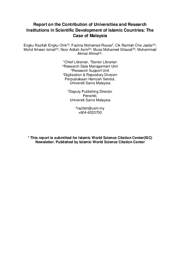 (PDF) Report on the Contribution of Universities and Research ...