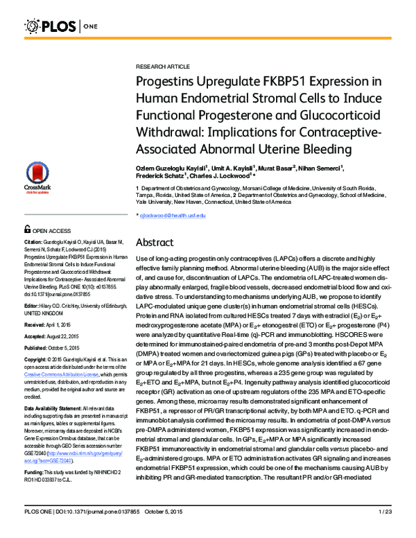 (PDF) Progestins Upregulate FKBP51 Expression in Human Endometrial ...