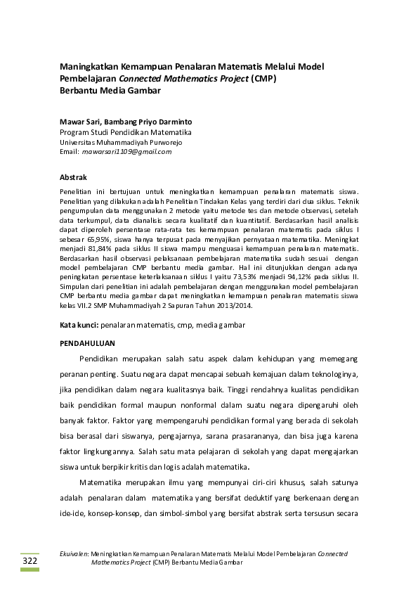 (PDF) Maningkatkan Kemampuan Penalaran Matematis Melalui Model Pembelajaran Connected ...