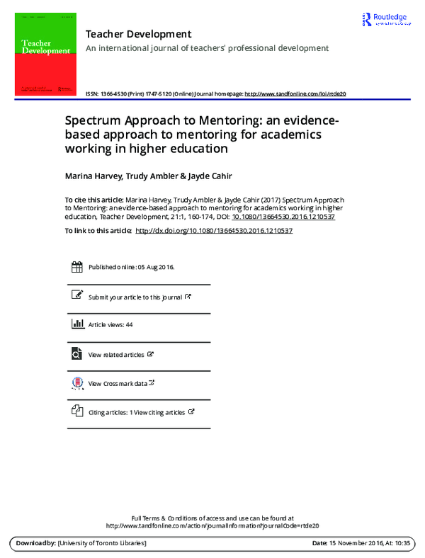 (PDF) Spectrum Approach to Mentoring: an evidence-based approach to ...