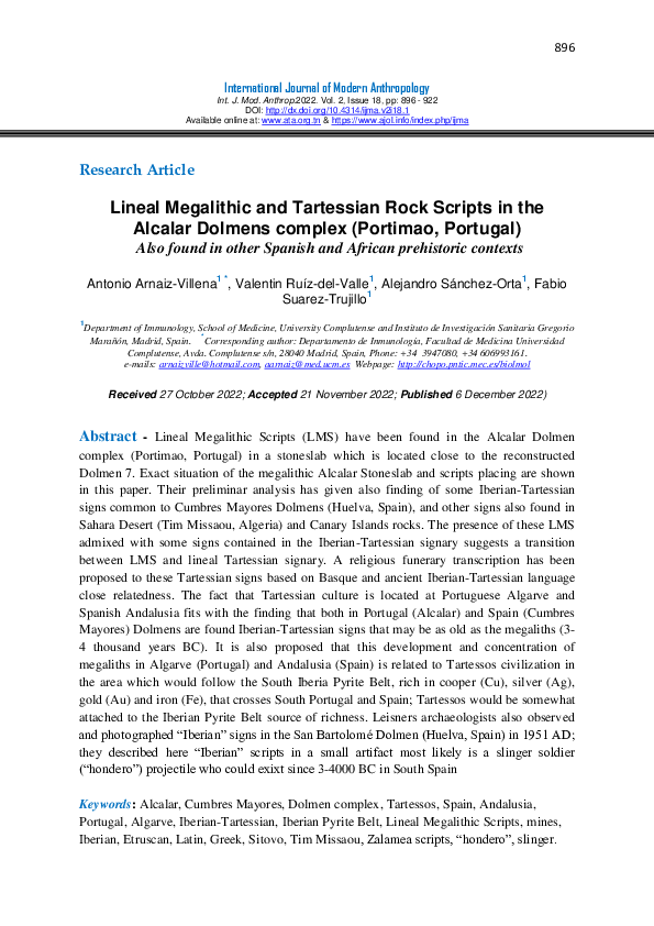 (PDF) Lineal Megalithic and Tartessian Rock Scripts in the Alcalar ...