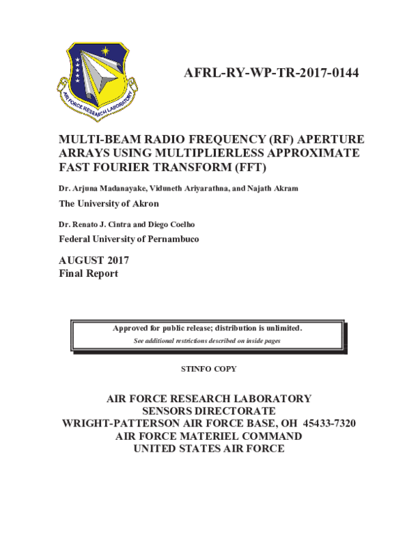 (PDF) Multi-Beam Radio Frequency (RF) Aperture Arrays Using Multiplierless Approximate Fast ...