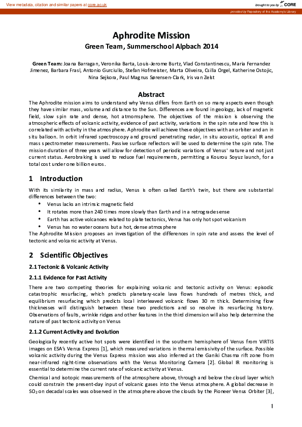 (PDF) Aphrodite Mission