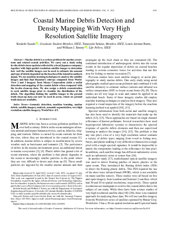 (PDF) Coastal Marine Debris Detection and Density Mapping With Very ...