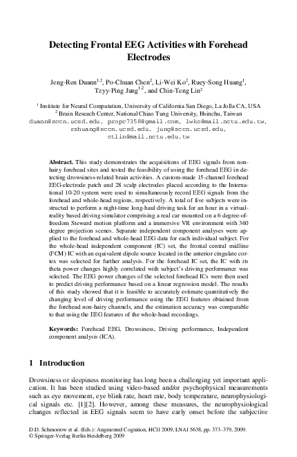 (PDF) Detecting Frontal EEG Activities with Forehead Electrodes