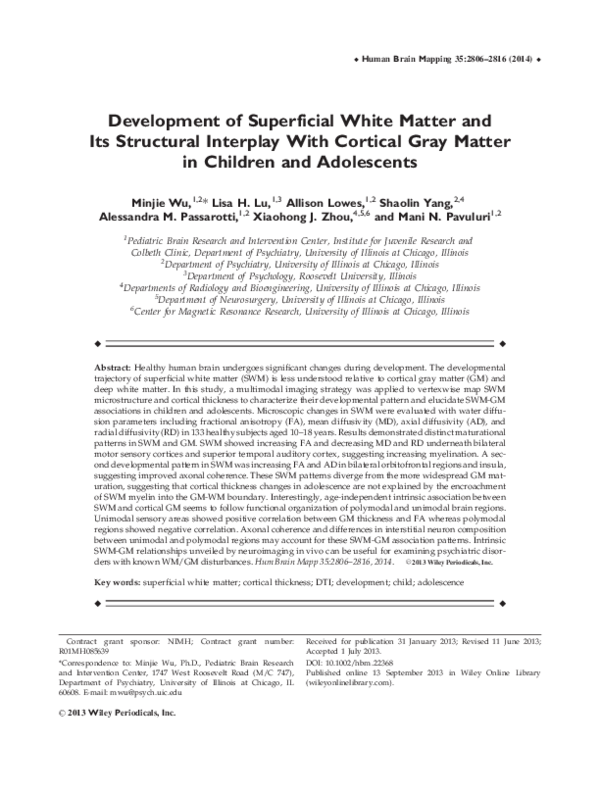 (PDF) Development of superficial white matter and its structural ...
