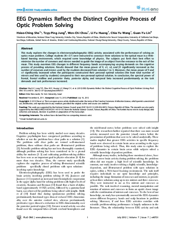 (PDF) EEG Dynamics Reflect the Distinct Cognitive Process of Optic ...
