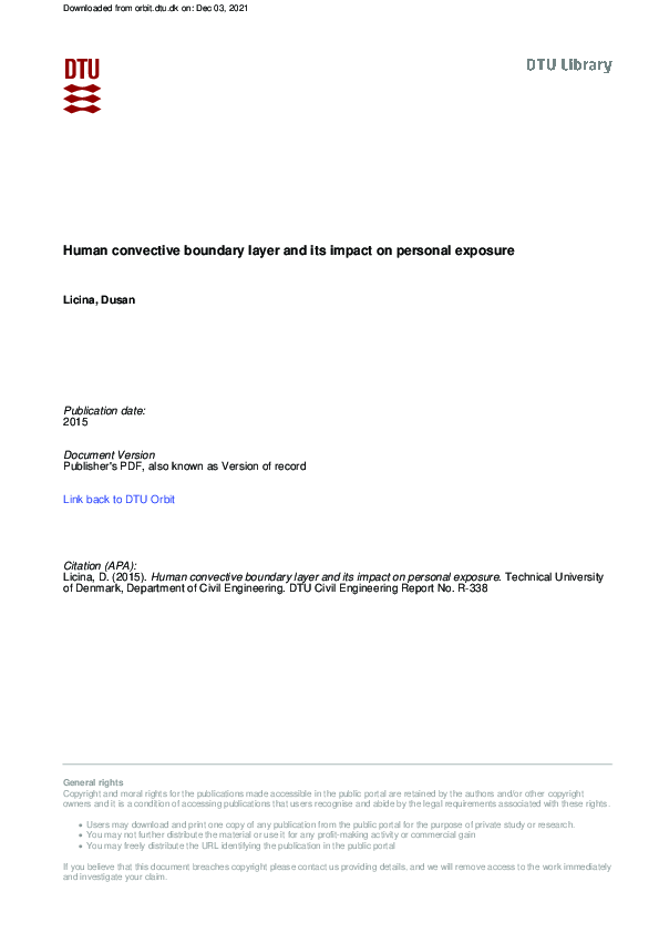 Pdf Human Convective Boundary Layer And Its Impact On Personal Exposure