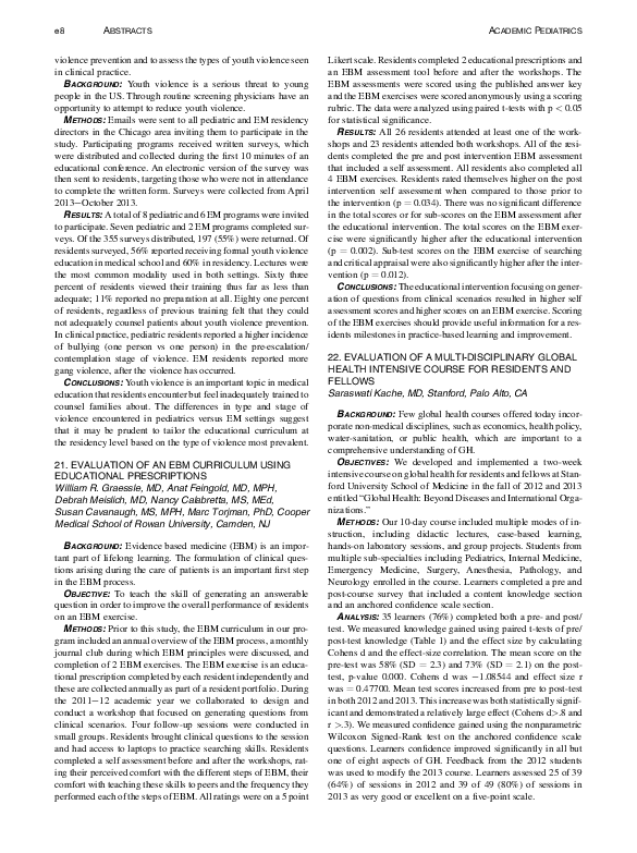 (PDF) Evaluation of an EBM Curriculum Using Educational Prescriptions ...