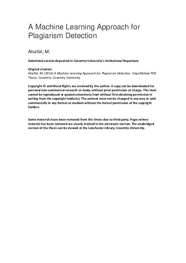(PDF) A machine learning approach for plagiarism detection