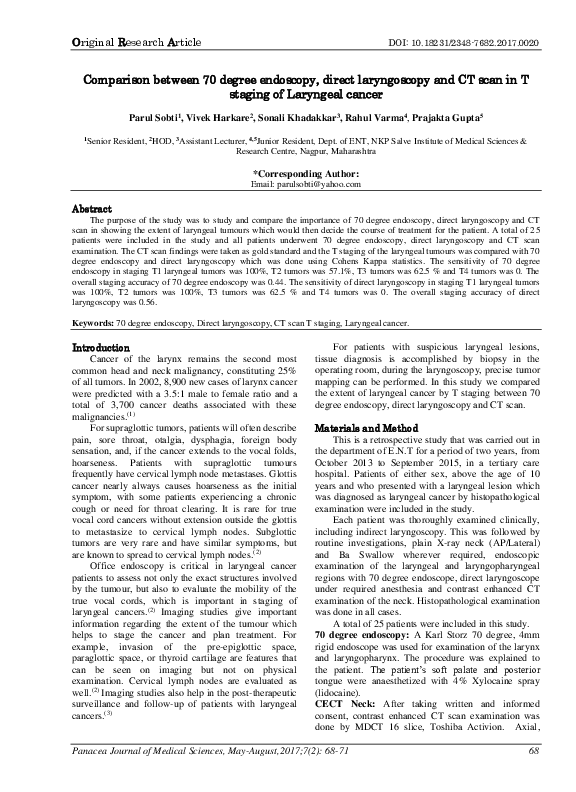 (PDF) Comparison between 70 degree endoscopy, direct laryngoscopy and ...