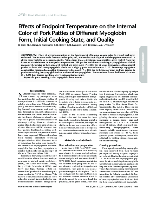 (PDF) Effects of Endpoint Temperature on the Internal Color of Pork ...