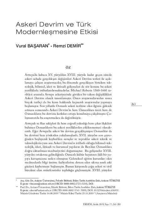 (PDF) Askeri Devrim ve Türk Modernleşmesine Etkisi