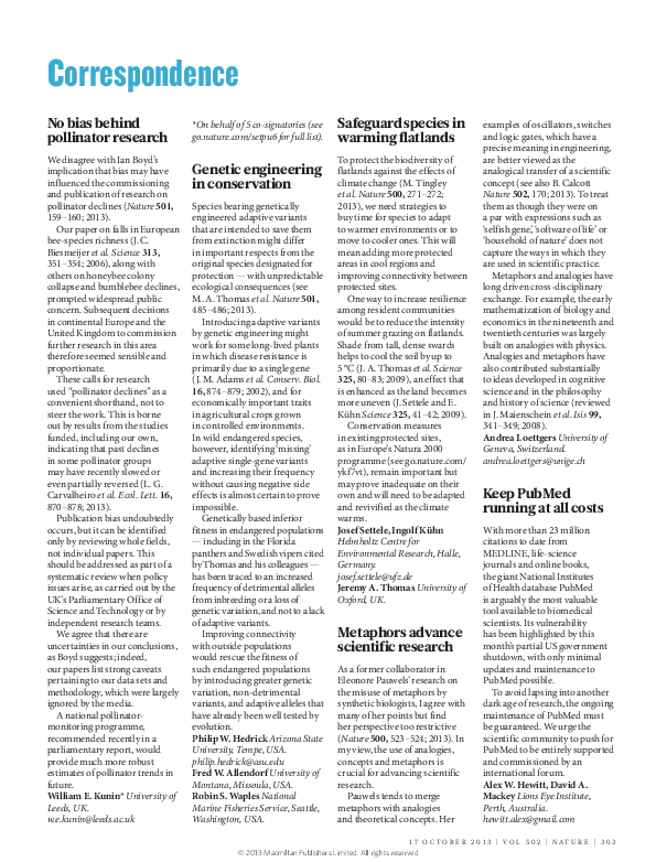 (PDF) Publications: No bias behind pollinator research | Bill Kunin ...